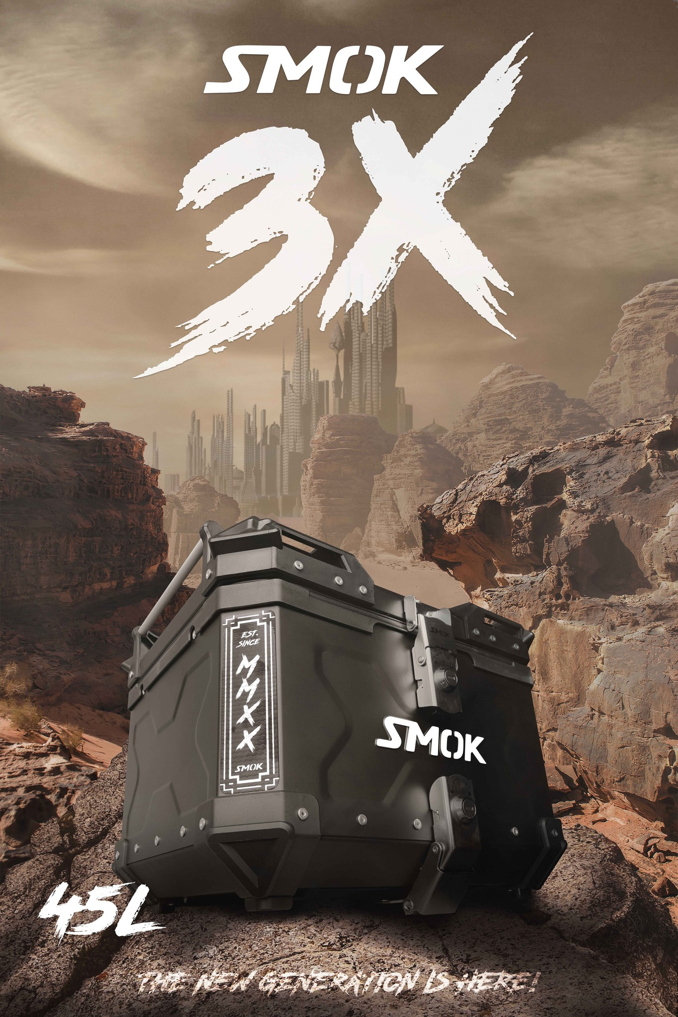 SMOK 45 LITERS ALLOY TOP BOX TRIPLE-X BLACK WITH BACKREST HANDLE GRIP ...