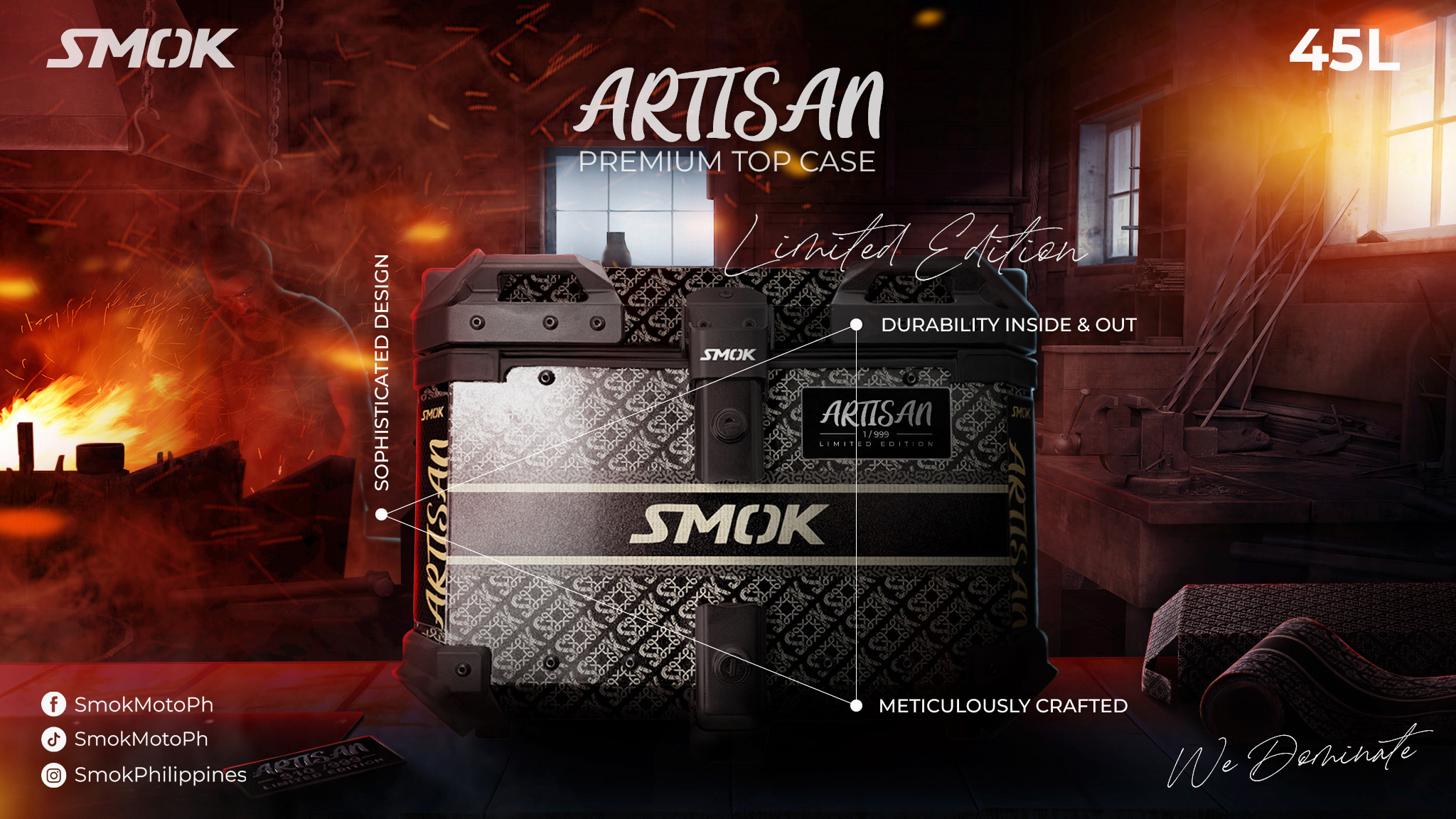 SMOK 45 LITERS ARTISAN LEATHER TOP BOX WITH FREEBIES WITH FREE AC ...