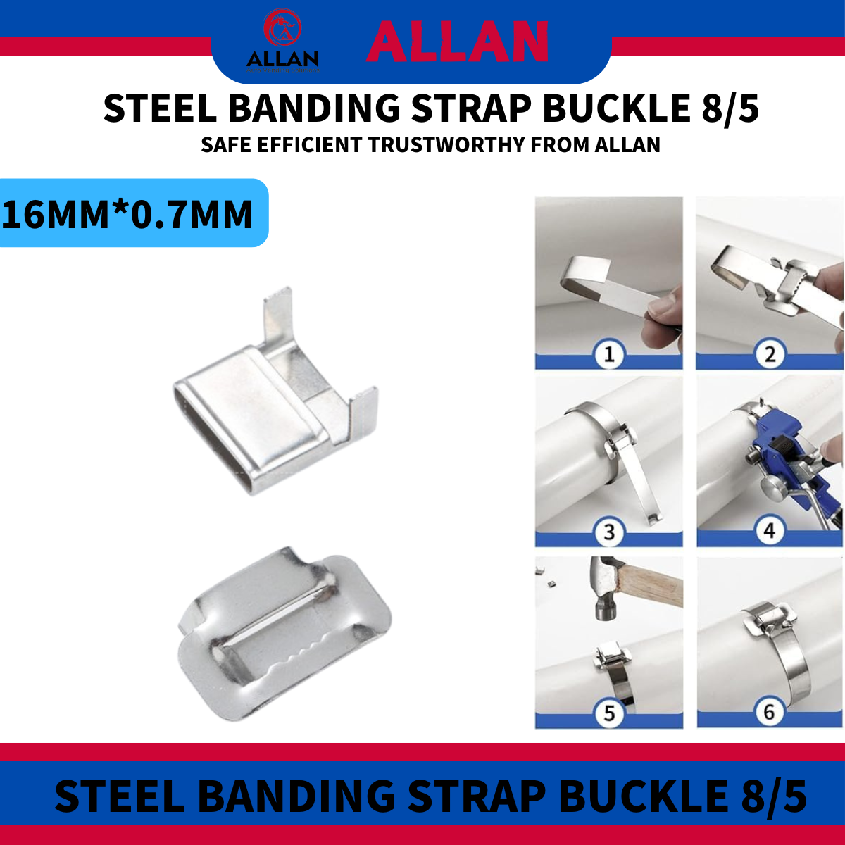 ALLAN 16mm 8/5 Stainless steel L-shaped buckle Metal Buckle | Shopee ...