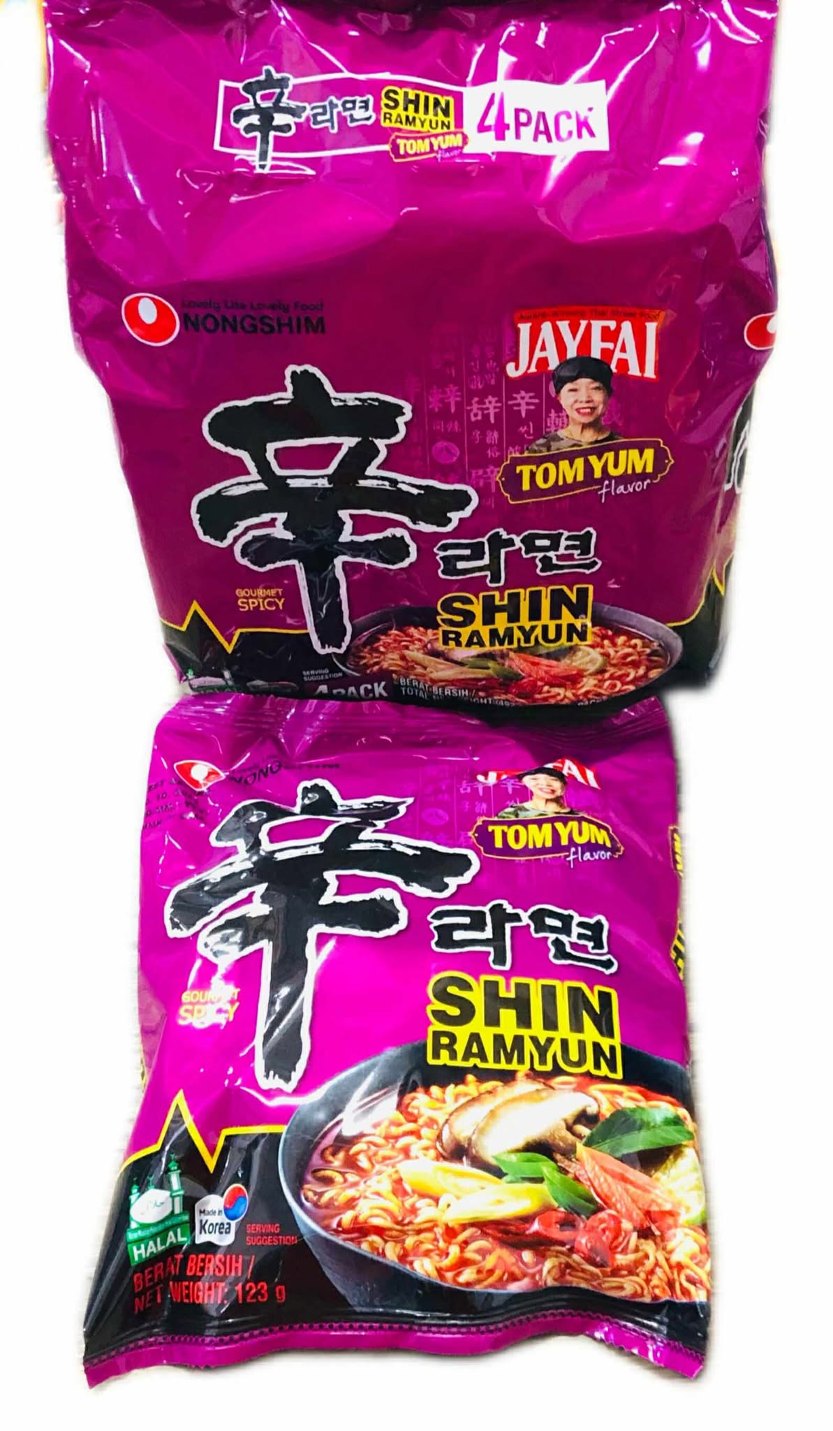 4PCS/1PACK NONGSHIM SHIN RAMYUN TOM YUM FLAVOR Instant Noodles Gourmet ...