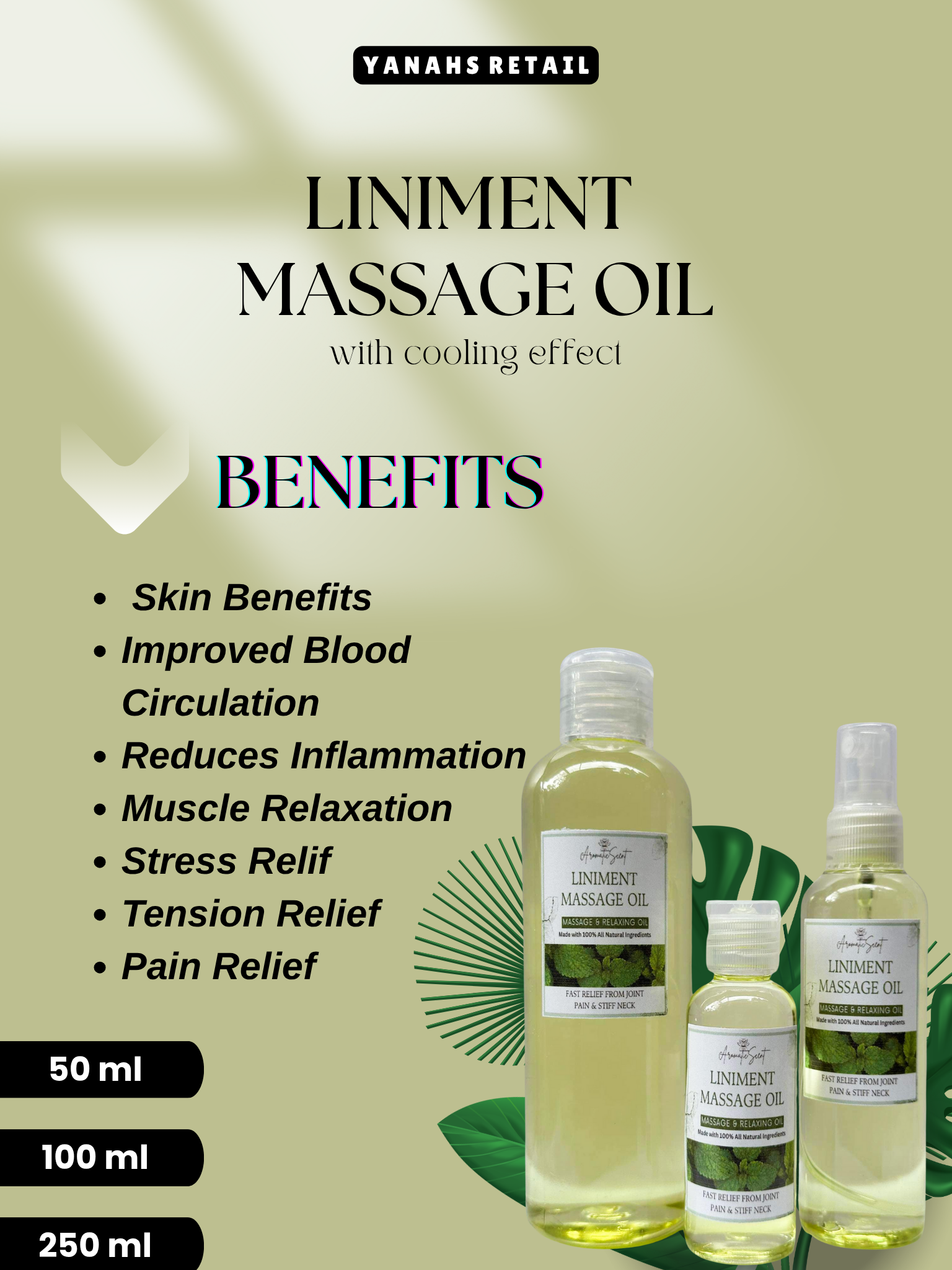 Herbal Liniment Massage Oil – Cooling Relief for Muscle & Joint ...