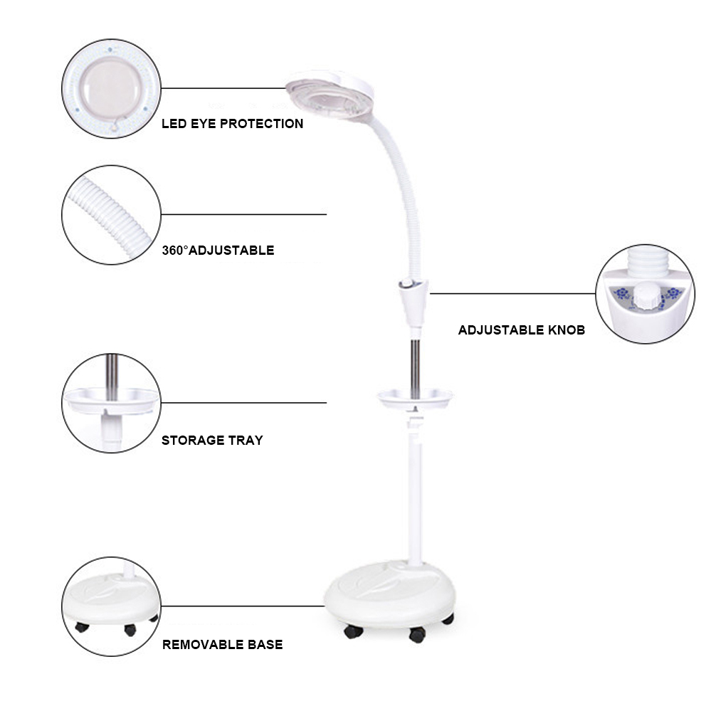 Facial Light Stand Magnifying Glass With Light 8X Magnifying Lamps ...