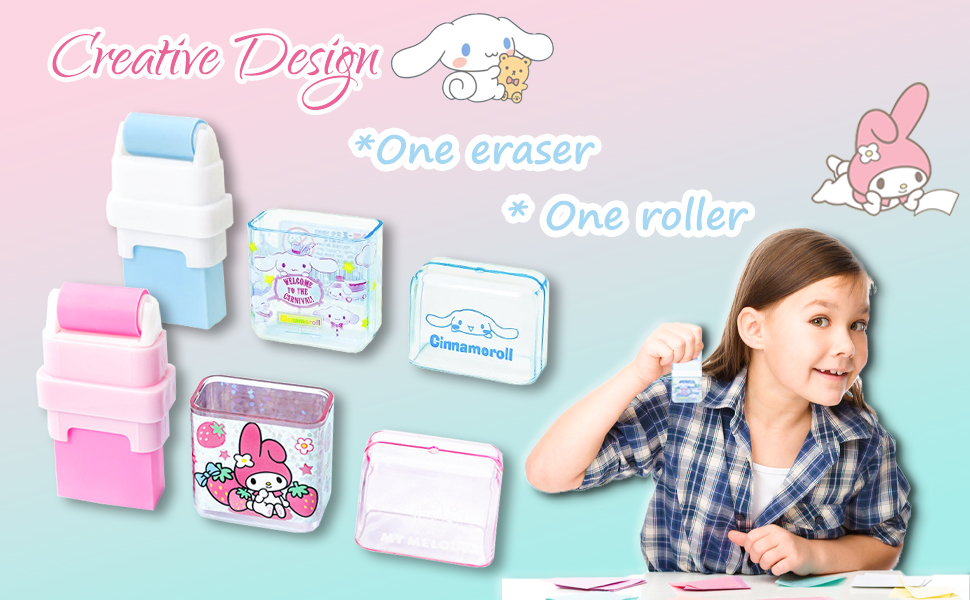 Cute Sanrio Roller Eraser Kuromi Mymelody Cinnamoroll Pochacco Cartoon Pencil Rubber for Kids ...