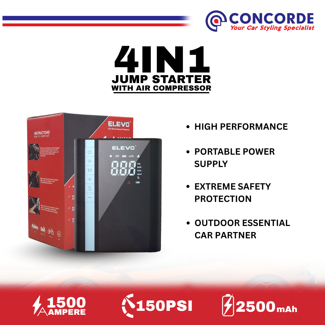 ELEVO 4 IN 1 JUMP STARTER WITH AIR COMPRESSOR | Shopee Philippines