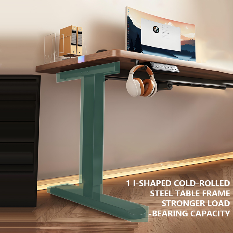 Home Desk with Electric Lifting Solid Wood Adjustable for Computer Work ...