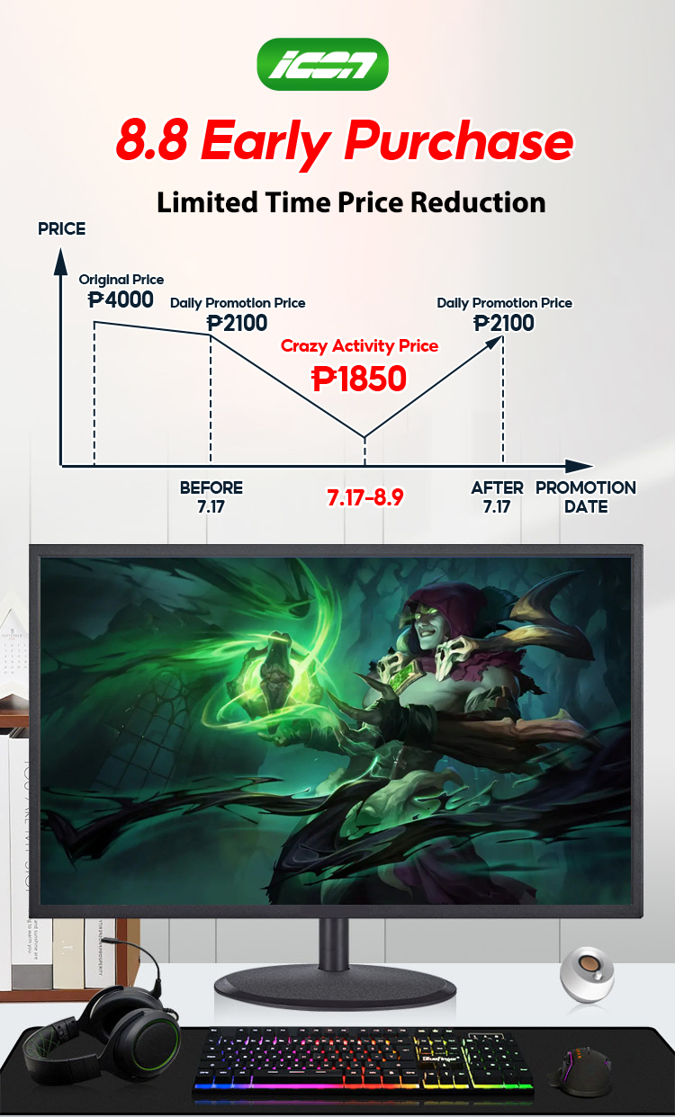 ICON Monitor 17/19/22/24/27 Inch LED Rimless HDMI VGA Brand New ...