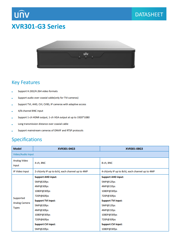 XVR301-04G3 - Uniview 1 HDD 4-Ch 2MP/5MP Lite 1U DVR | Shopee Philippines