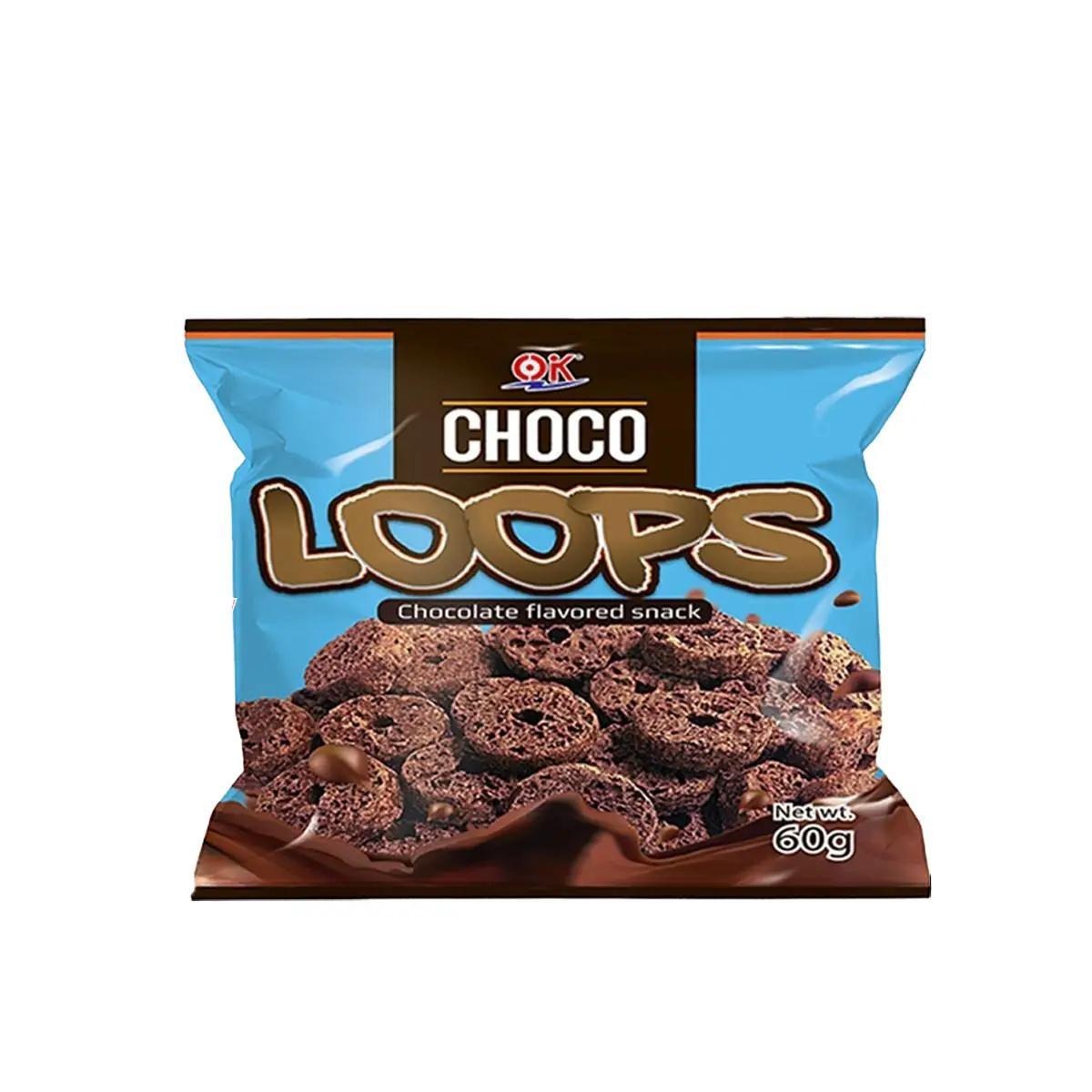 OK snacks chocolate ring biscuits chocolate flavored snacks crispy and ...