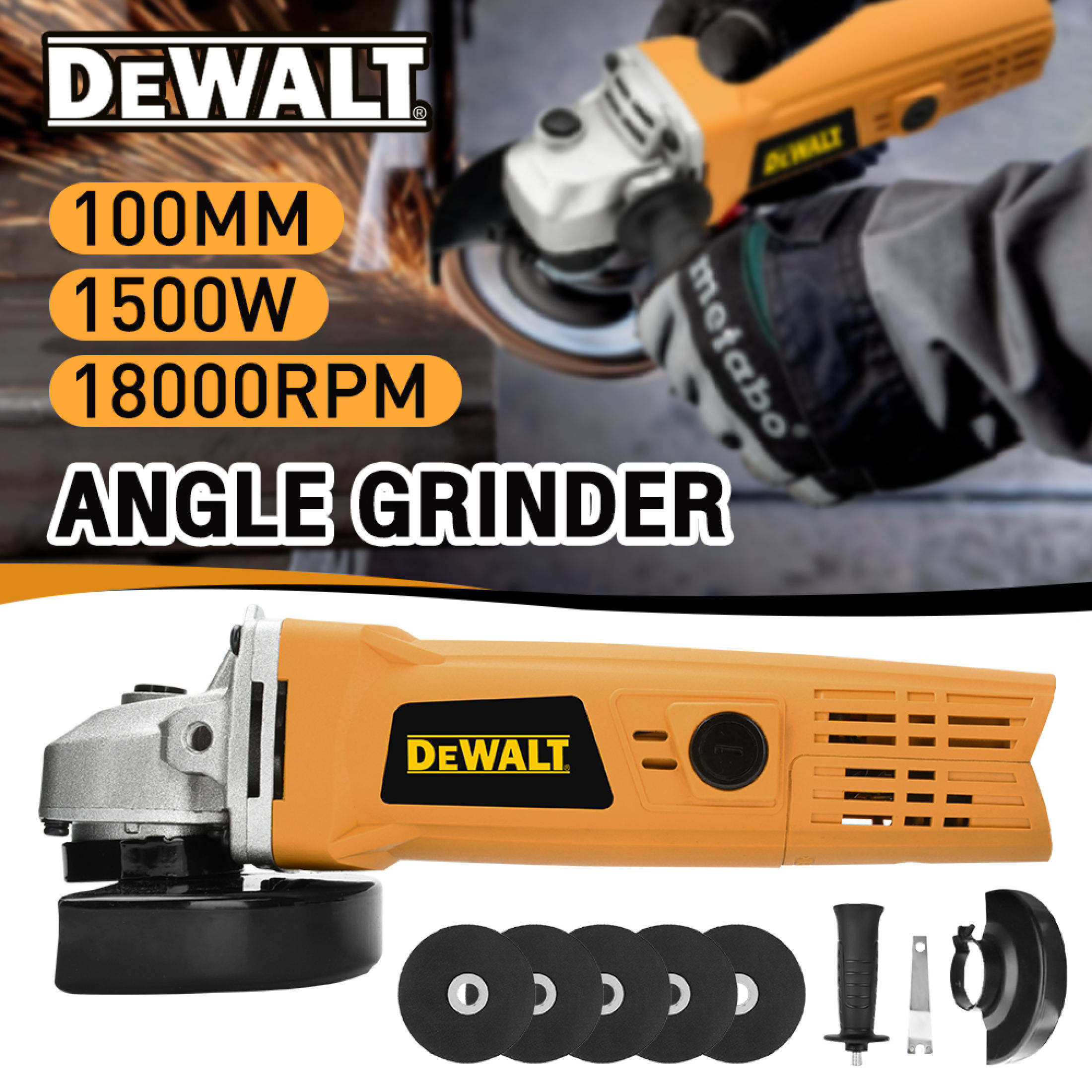 [Ready Stock] DeWALT Angle Grinder 1500W Electric Hand Angle Grinder ...