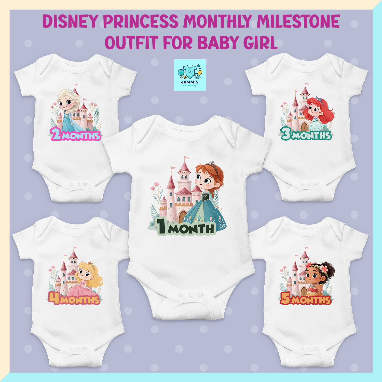 Disney Princess monthly milestone outfit for baby girl - Baby clothes ...