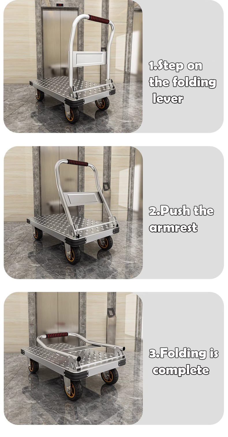 Push Cart Trolley Foldable Trolley Cart Aluminum Portable Heavy Duty ...