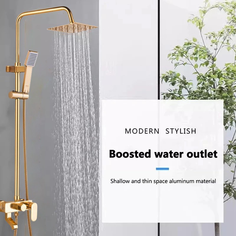3-in-1 gold-plated luxury shower set (including faucet) suitable for ...