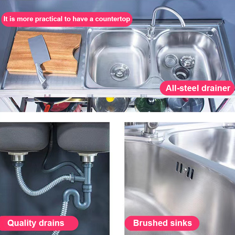 120*50*80cm 304 Stainless Steel Kitchen sink Lababo standing sink with ...
