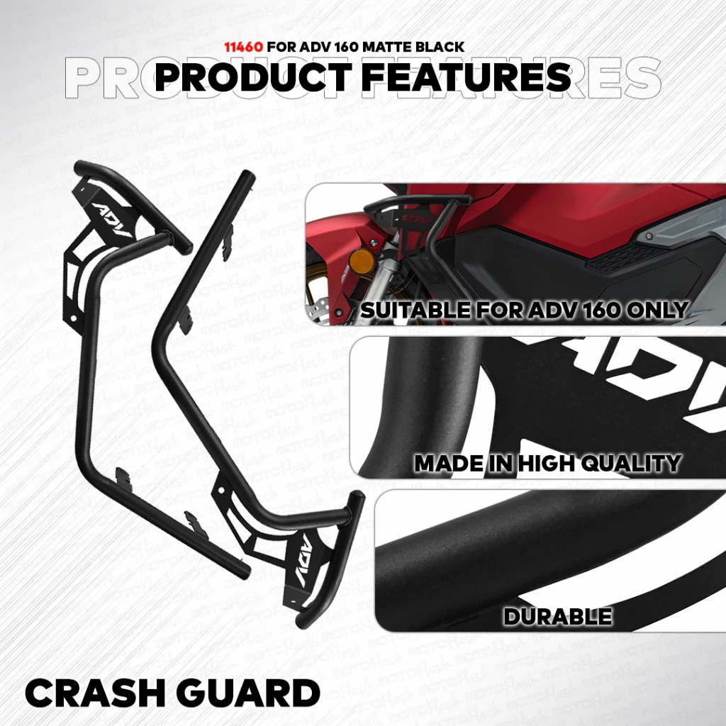 2PCS HALF CRASH GUARD ADV 160 MKT-11460 MATTE BLACK HEAVY DUTY WITH ADV ...