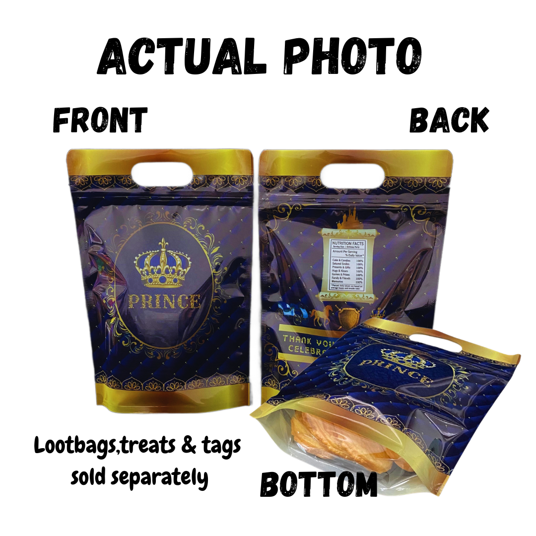 30pcs Royal Prince Crown LootBag Blue Gold Plastic Gift Bags for Candy ...