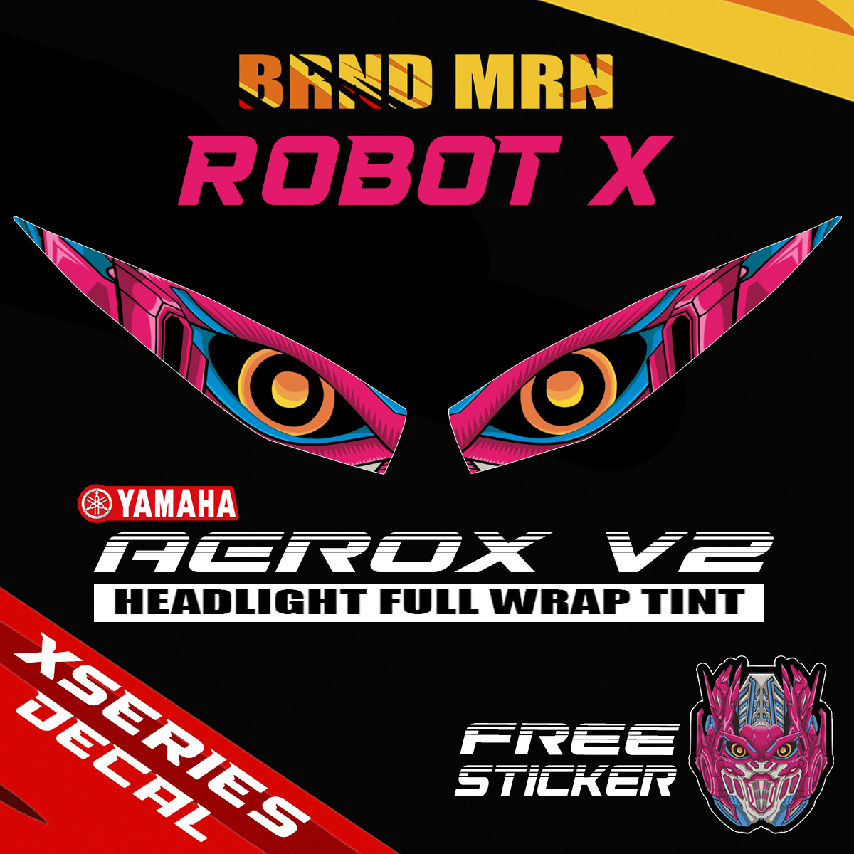 YAMAHA AEROX 155 V2 Headlight Full wrap Xseries Eye Decal Sticker Tint ...