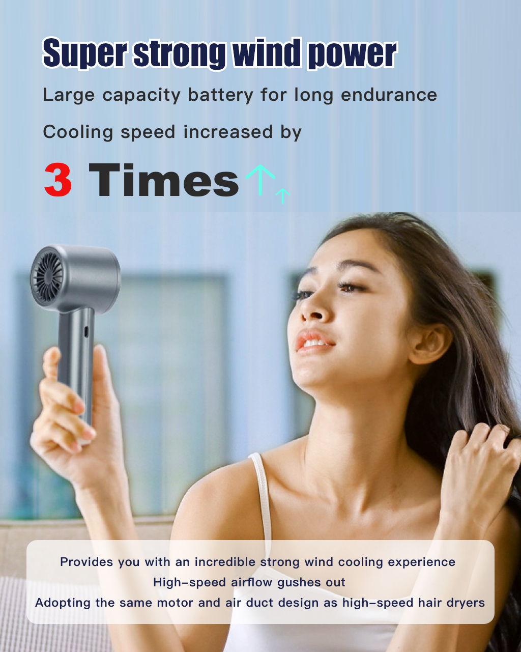 Handheld Portable Turbine Hurricane Fan Powerful Wind Speed , 120 ...