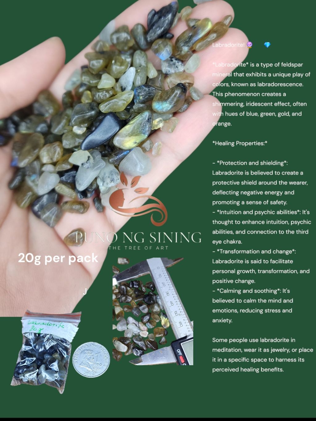 Labradorite Tumbled 20g, 50g, 100g per pack With lots of Flashes ...