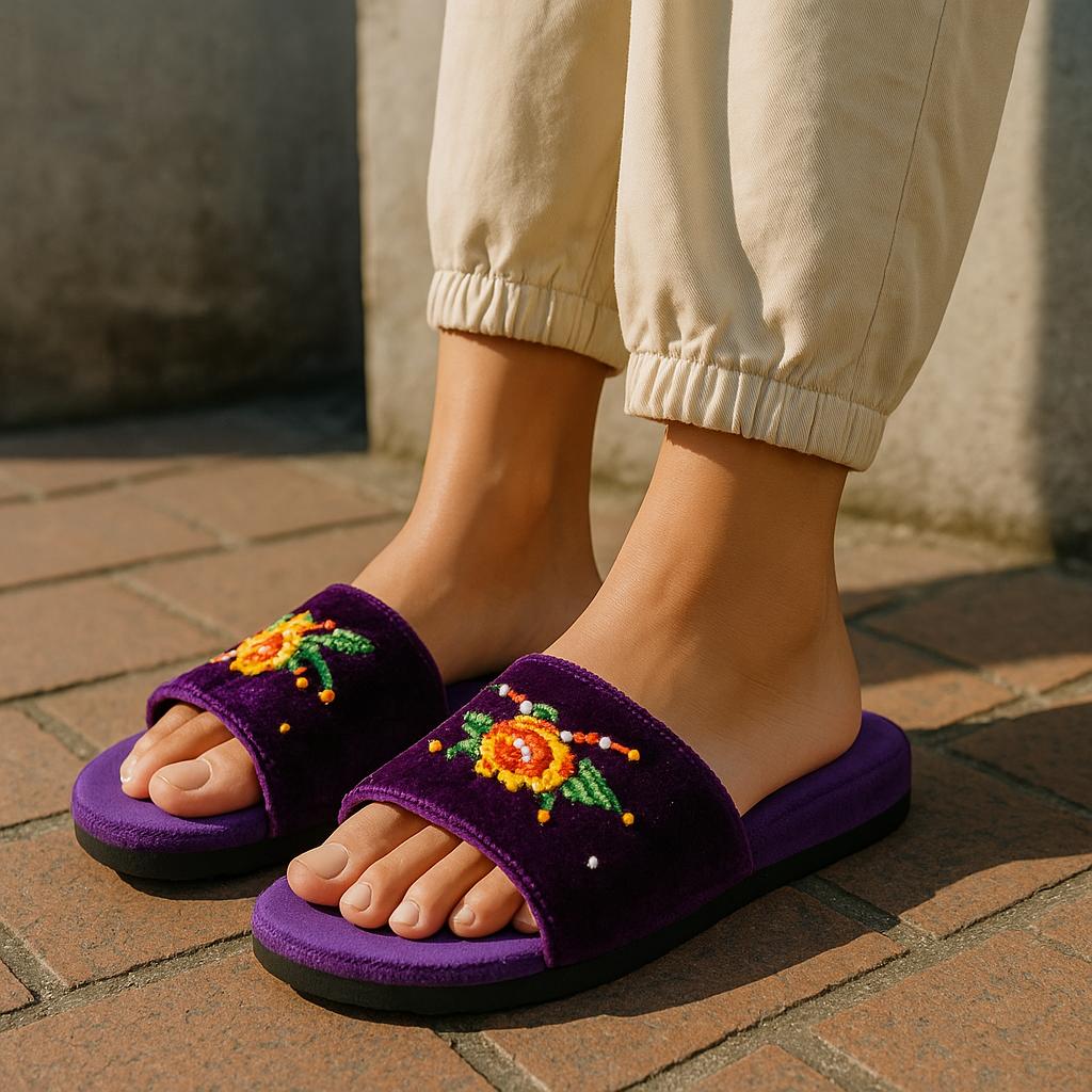 Alpombra ladies light-sole 'Open-Toe' hand crafted beaded indoor ...