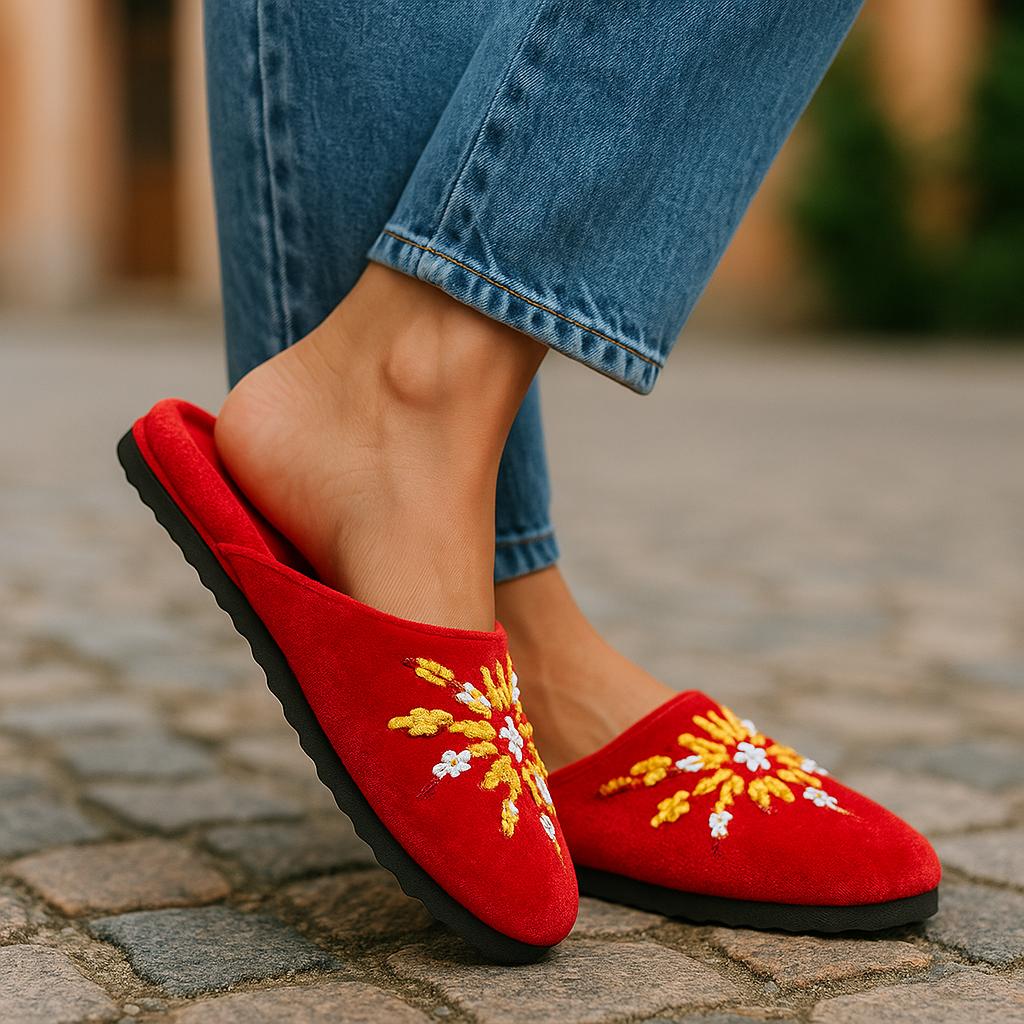 Alpombra 'Close Toe' Ladies lightweight velvet beaded indoor/outdoor ...