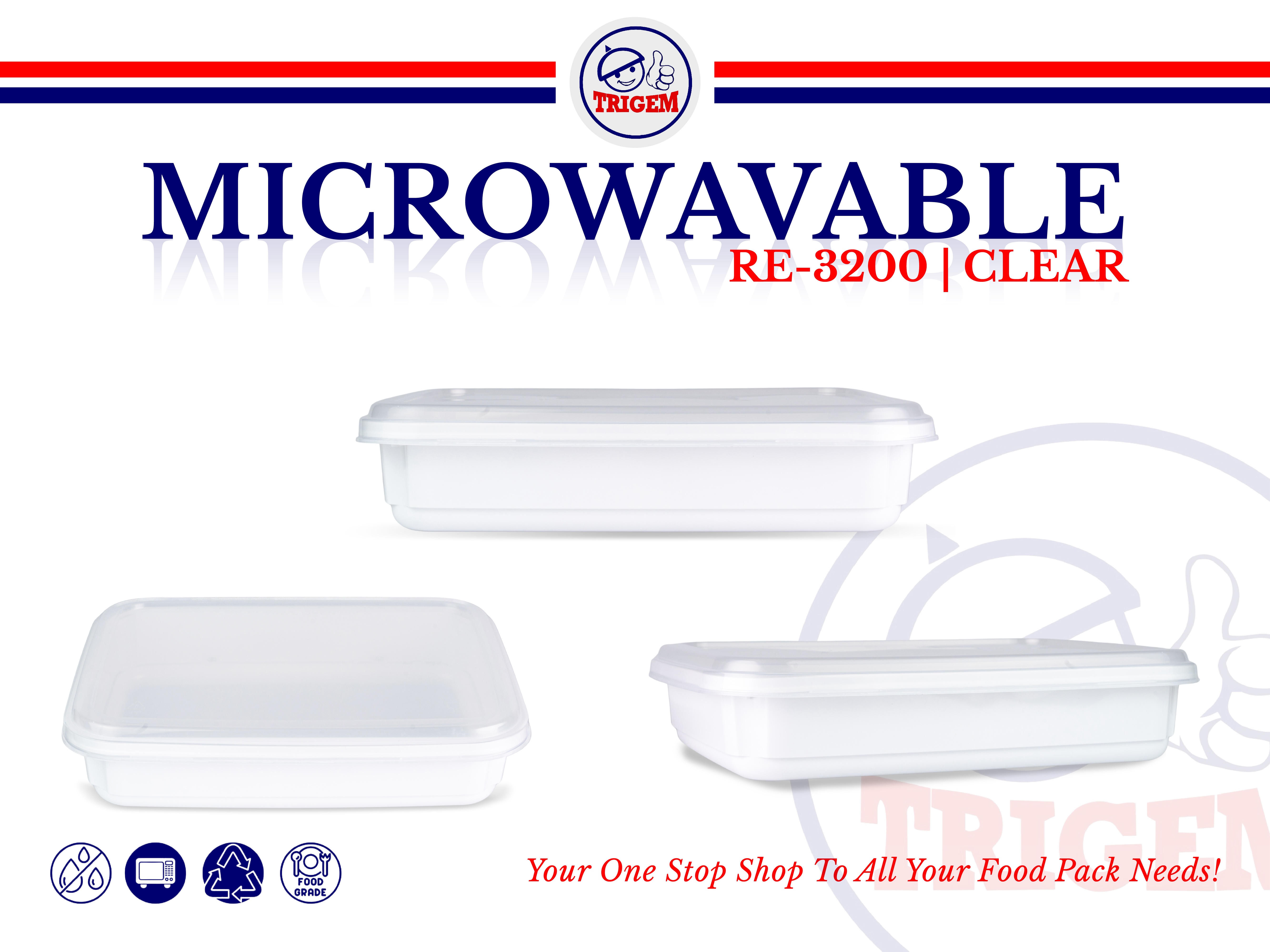 [ 5 PCS ] TRIGEM WHITE Container Rectangular - RE 3200, RE 5000 ...