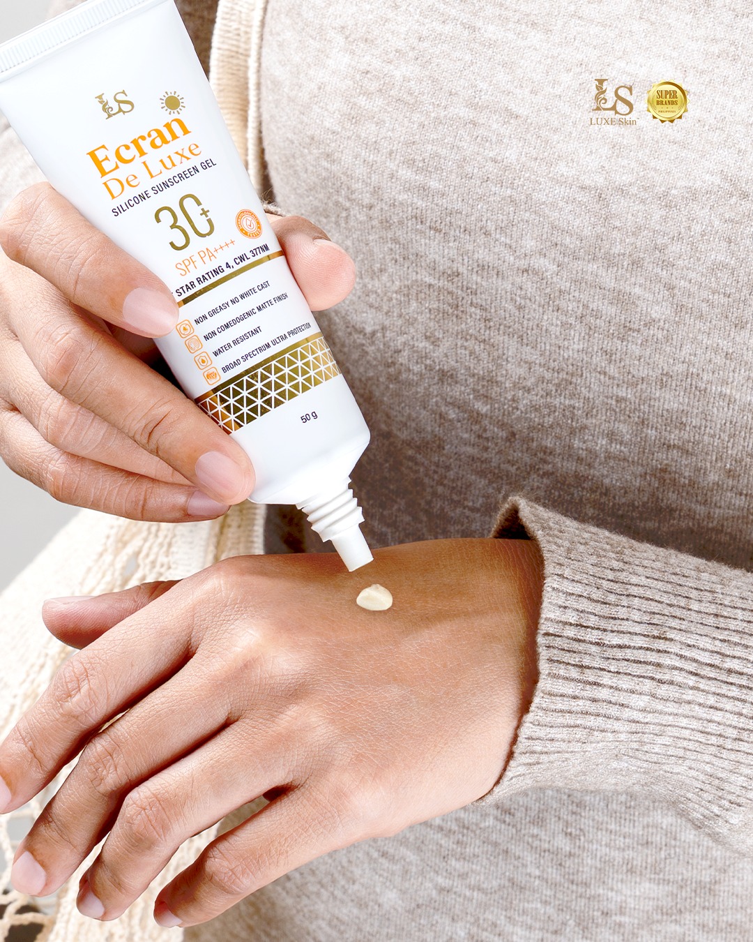 Luxe Skin Ecran De Luxe Sunscreen Gel SPF 30 PA ++++(50g) Silica Gel ...
