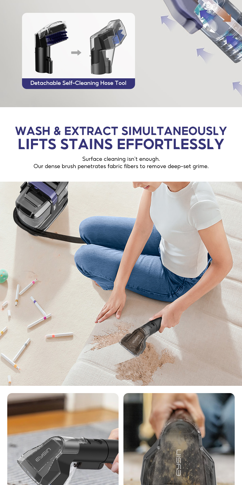 [NEW] EYSIN Multifunction C10 Spot Cleaner Wet & Dry Vacuum Dual Tank 17000PA Suction Power ...