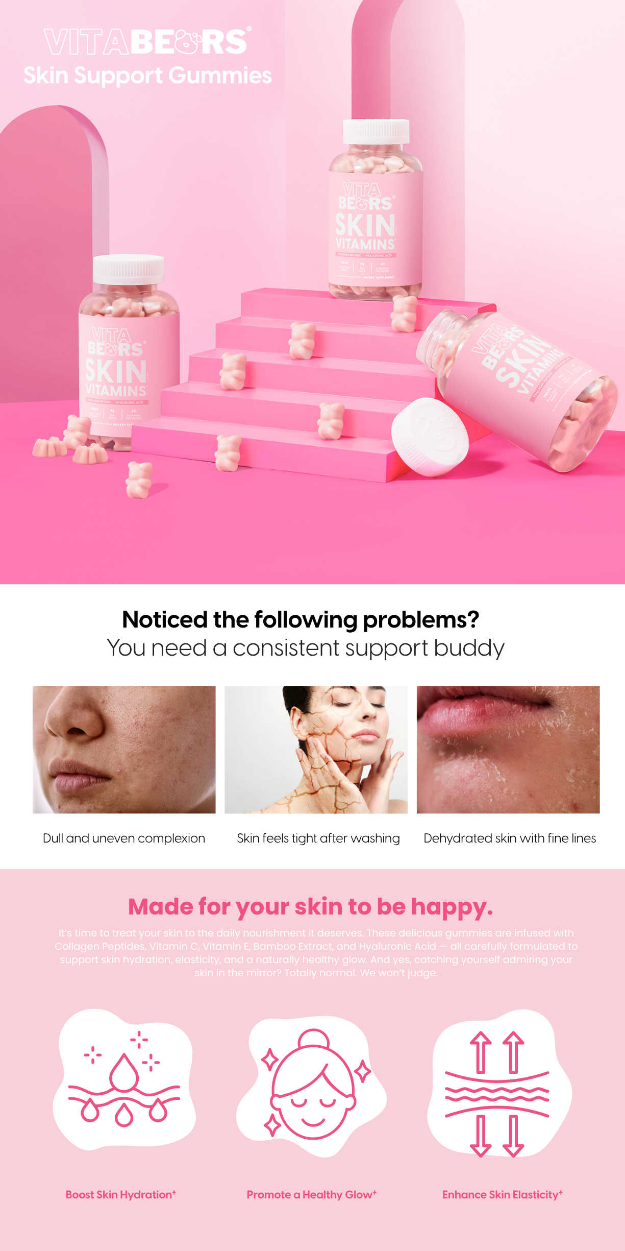 [ᴏꜰꜰɪᴄɪᴀʟ] VITABEARS Skin Support Gummies Collagen Peptides Hyaluronic ...