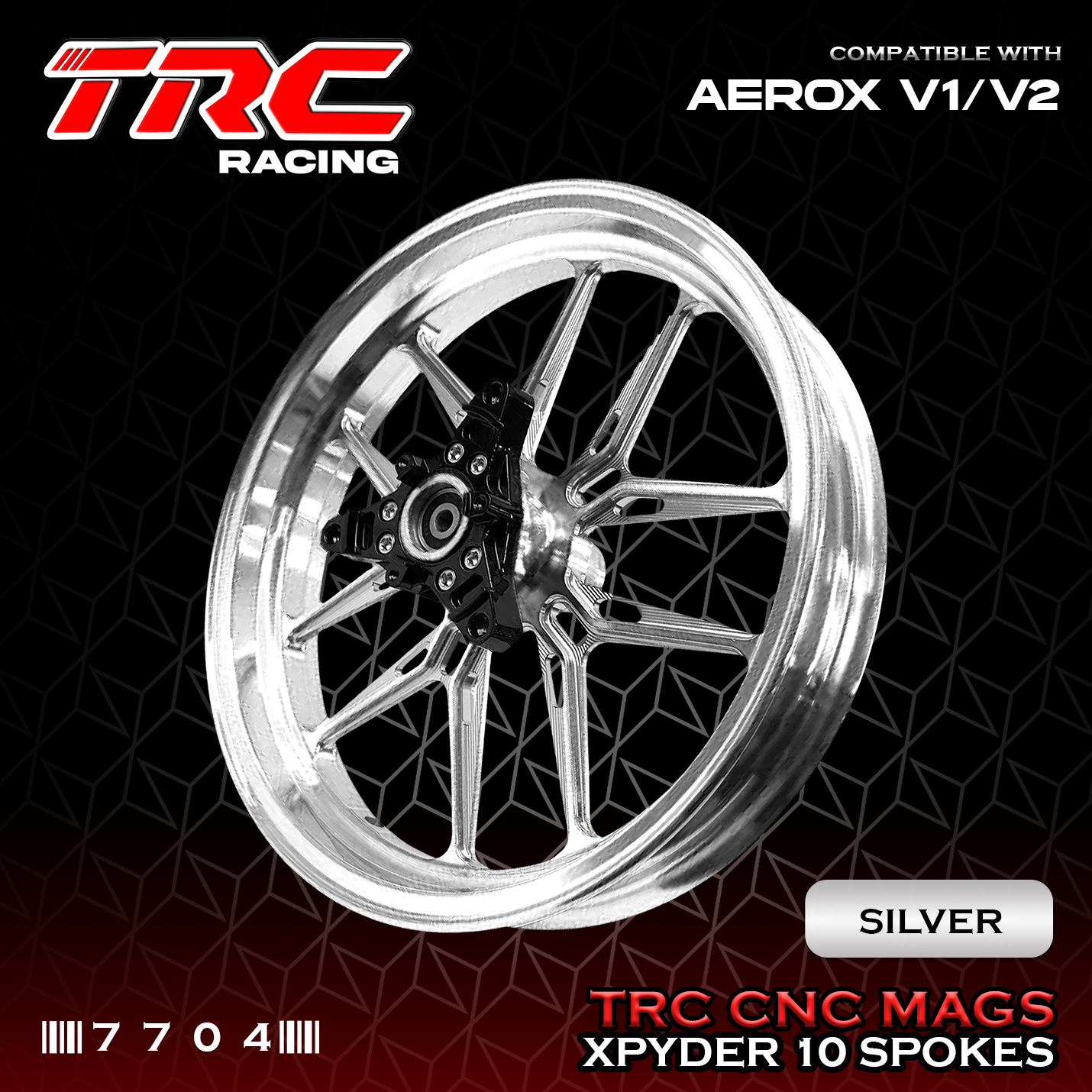 TRC CNC XPYDER 10 SPOKES MAG WHEELS (2.5F x 3.5R x 14) for AEROX v1/v2 ...