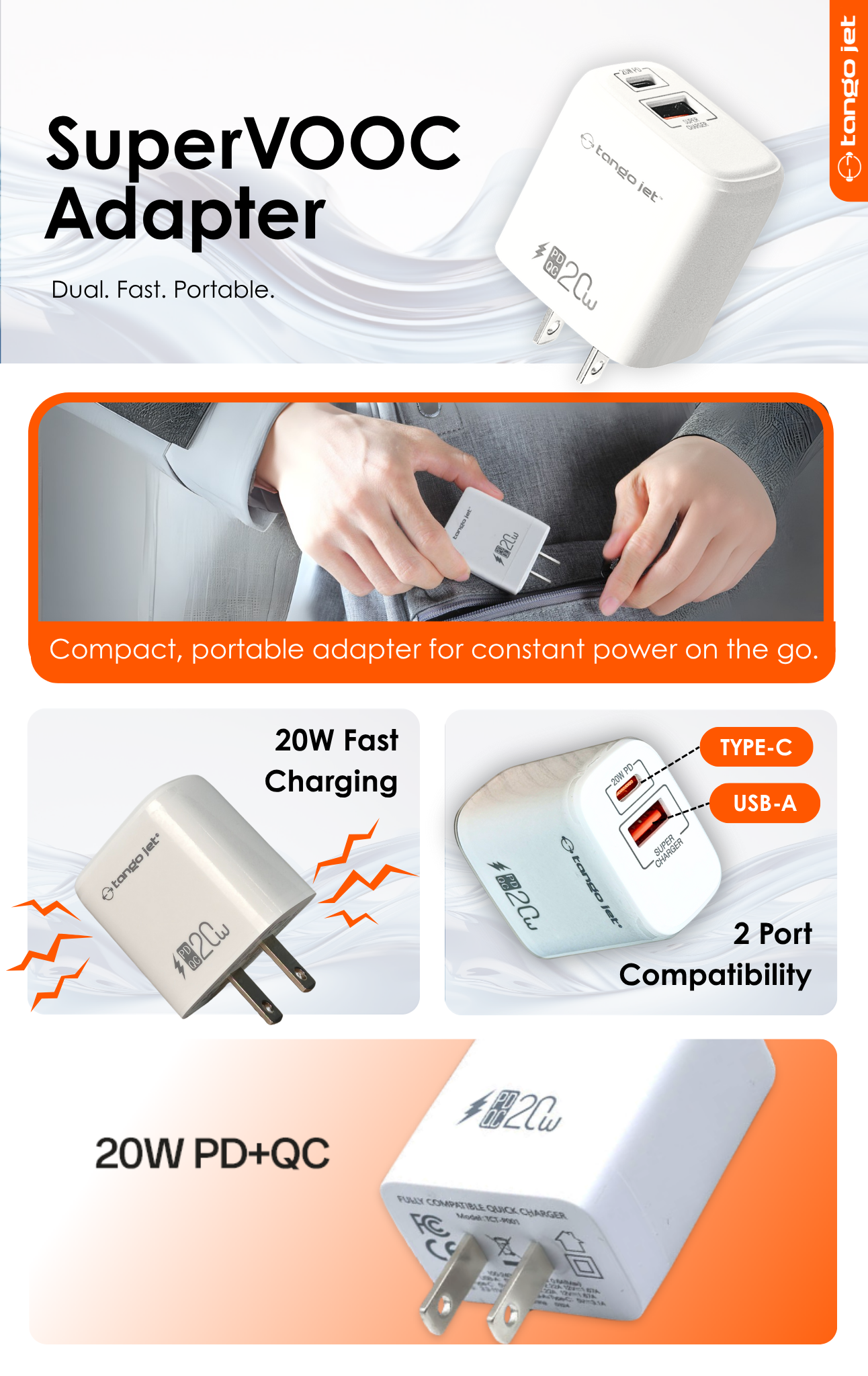 Tango Jet SuperVOOC Adapter 20W | FastCharging Power Adapter | Dual ...