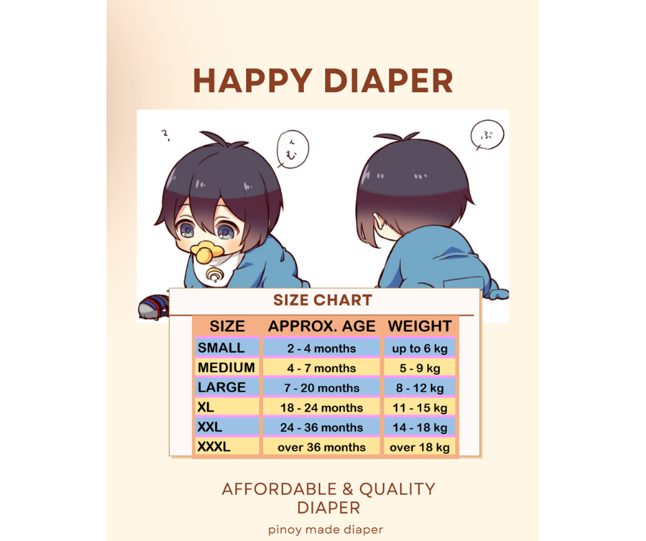 HAPPY BABY TAPE LARGE DIAPER x60pcs | Shopee Philippines