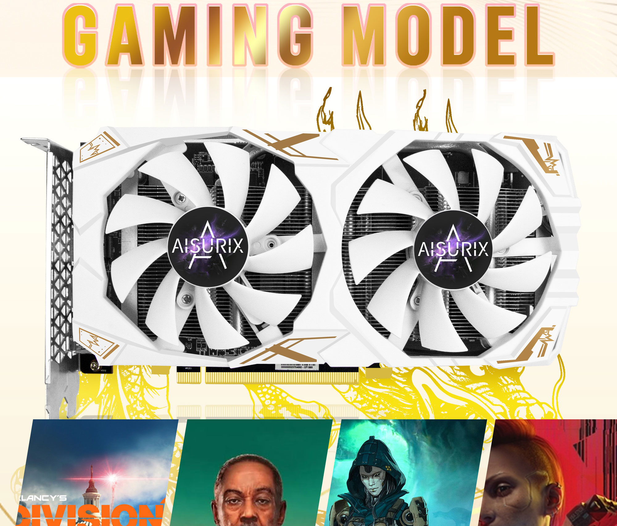 AISURIX AMD RX 580 8GB GDDR5 256Bit Graphics Card Dual Fans GPU Radeon ...