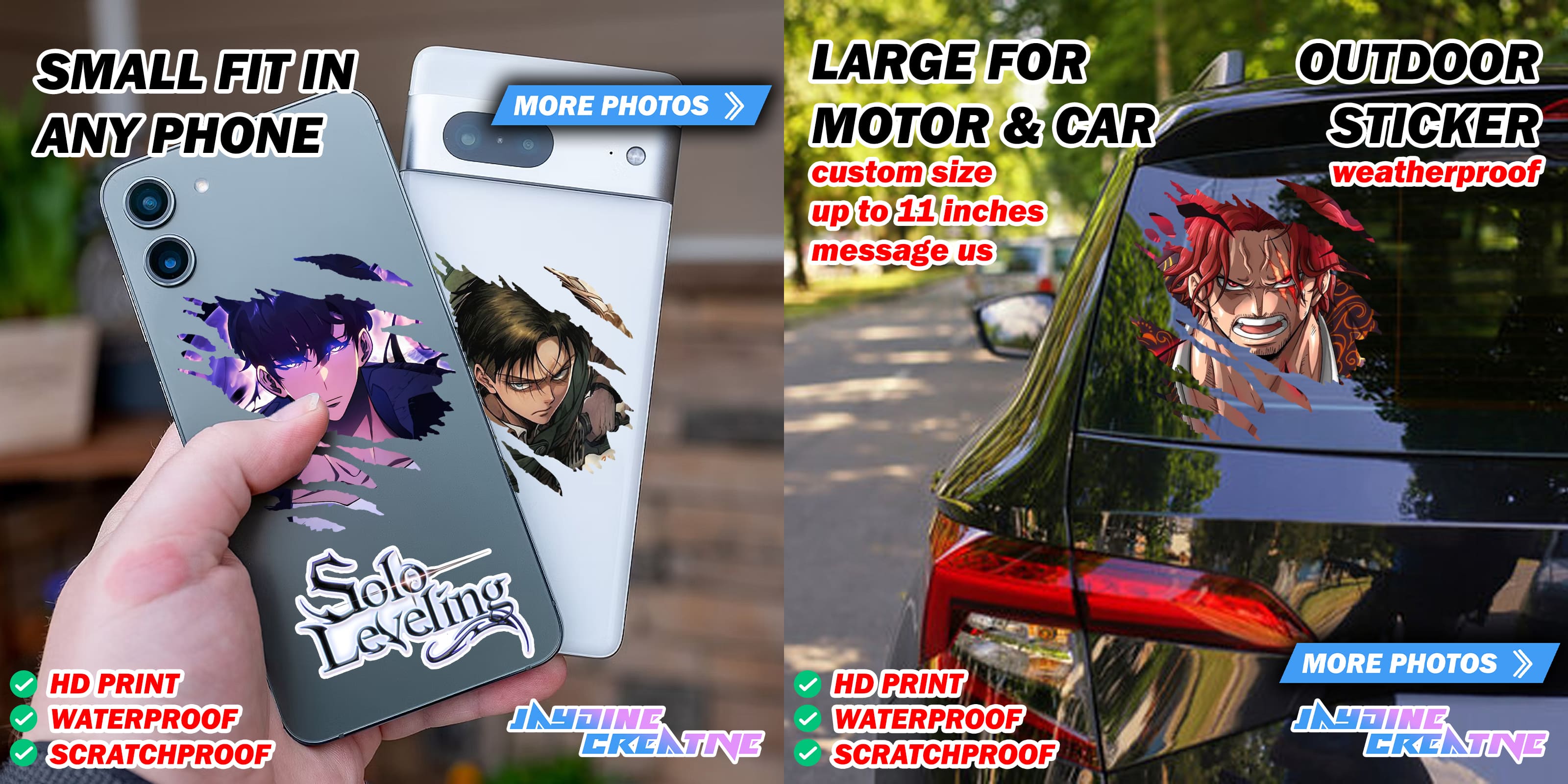 Demon Slayer - Scratch Design Sticker, Indoor Outdoor Vinyl Sticker, Waterproof & Non-Faded ...