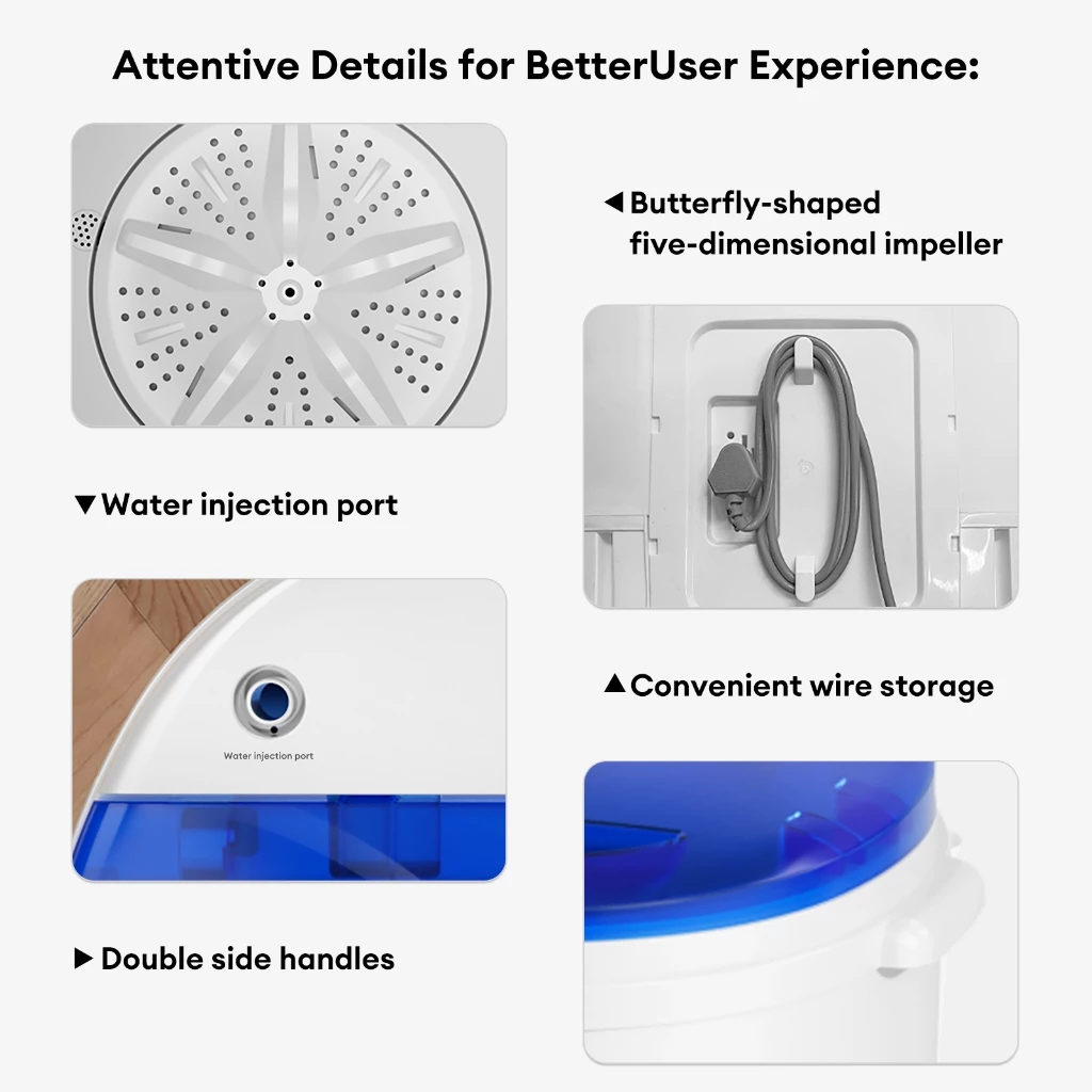 10KG Double Barrel Mini Washing Machine With Spin Dryer Semi Automatic ...