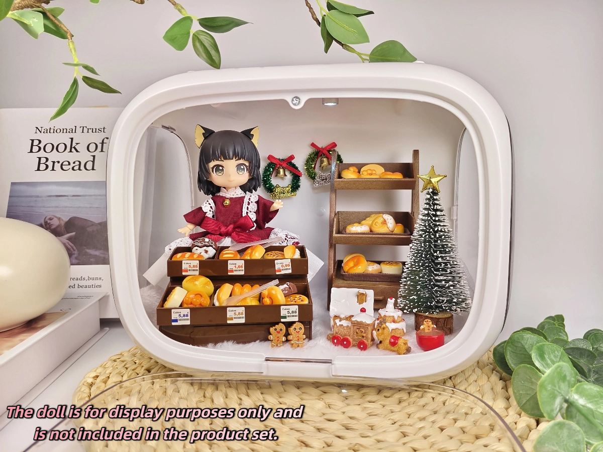 BLUEFEATHER Dollhouse 1:12 Scale Display Case Christmas Set for GSC ...