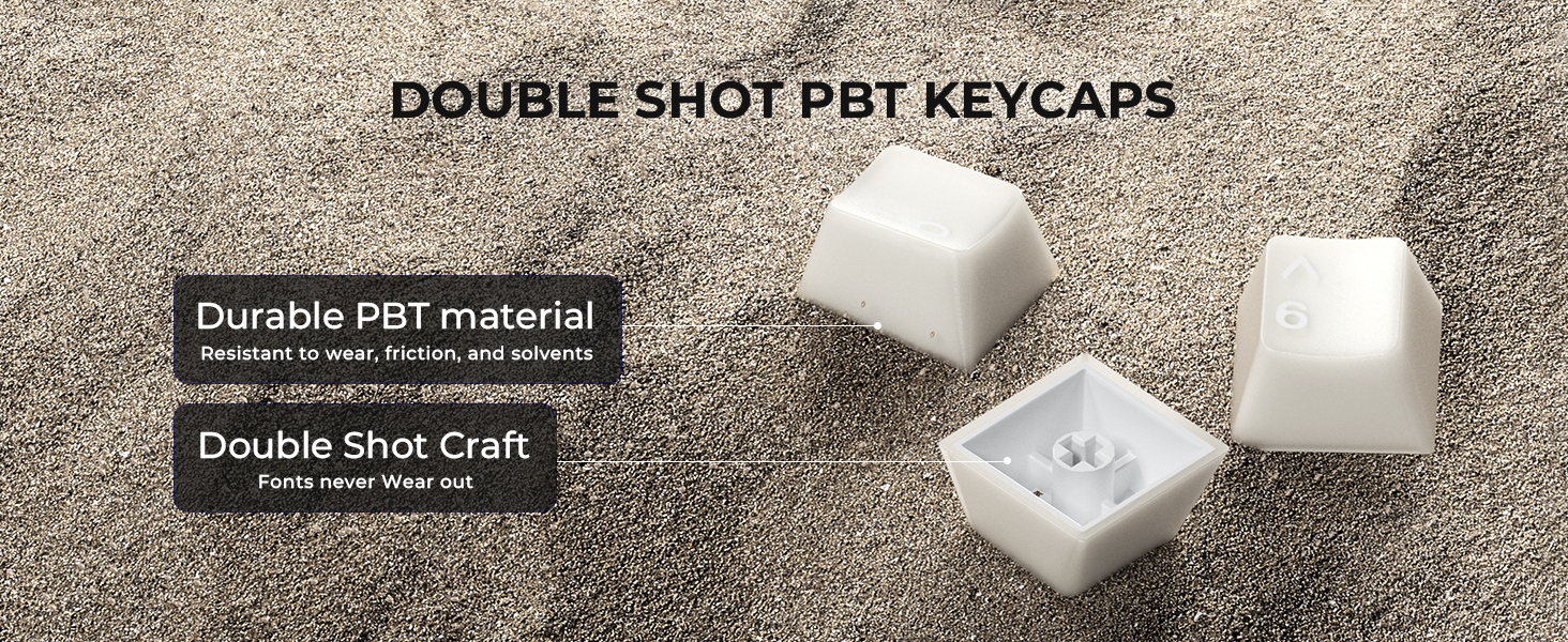 PYGA White Jade Keycaps Double Shot PBT Keycap Set with Cherry Profile ...