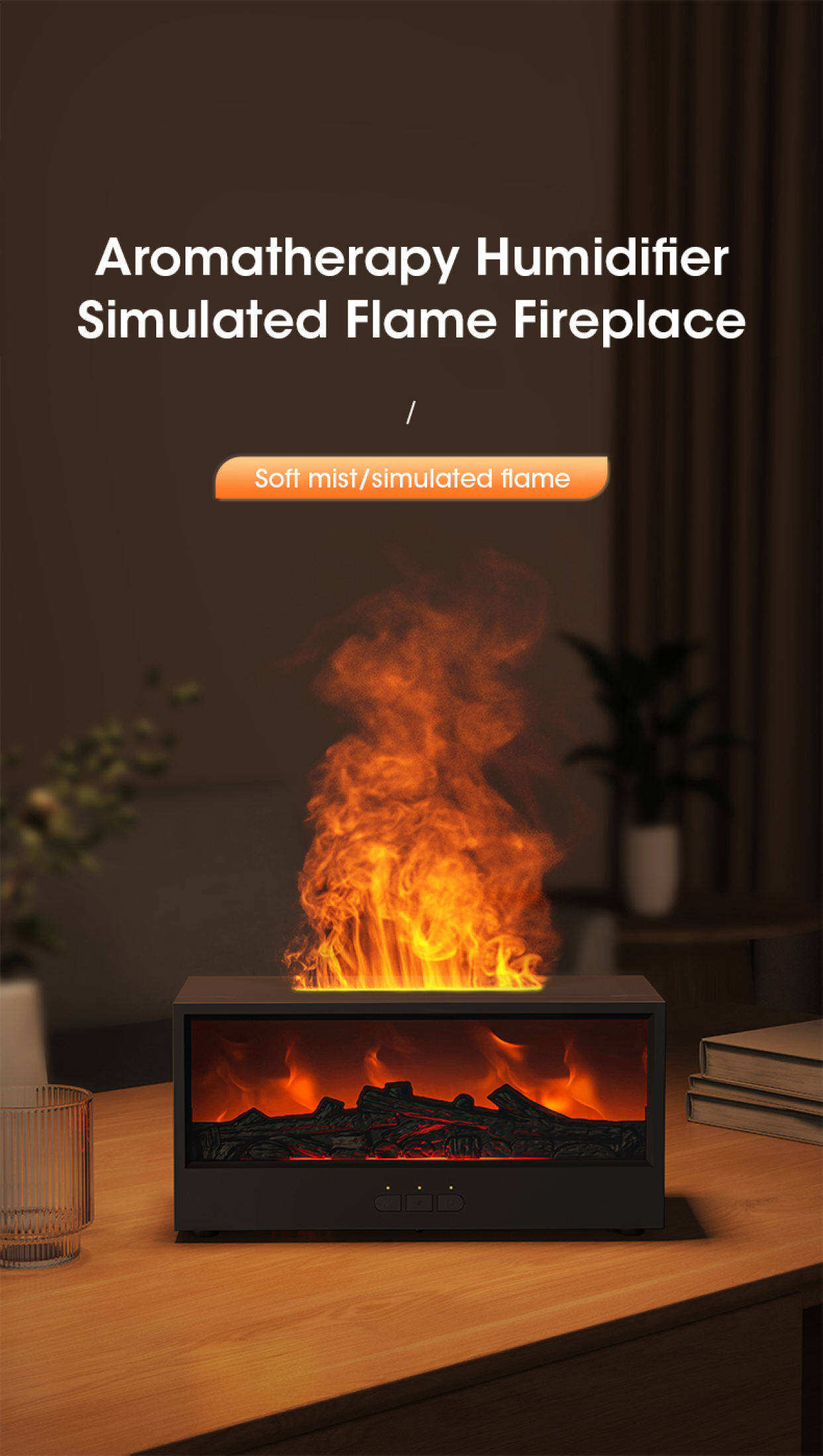 Realistic fireplace flame aromatherapy machine desktop home remote ...