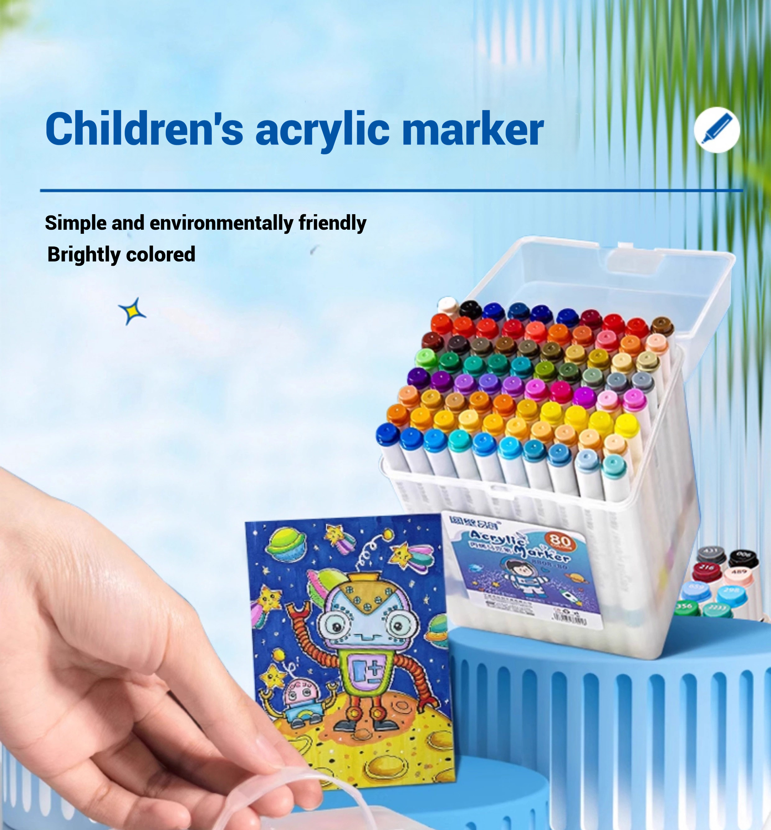 Free box Acrylic Marker Set Washable Highlighter Art Paint Pens 24 to ...