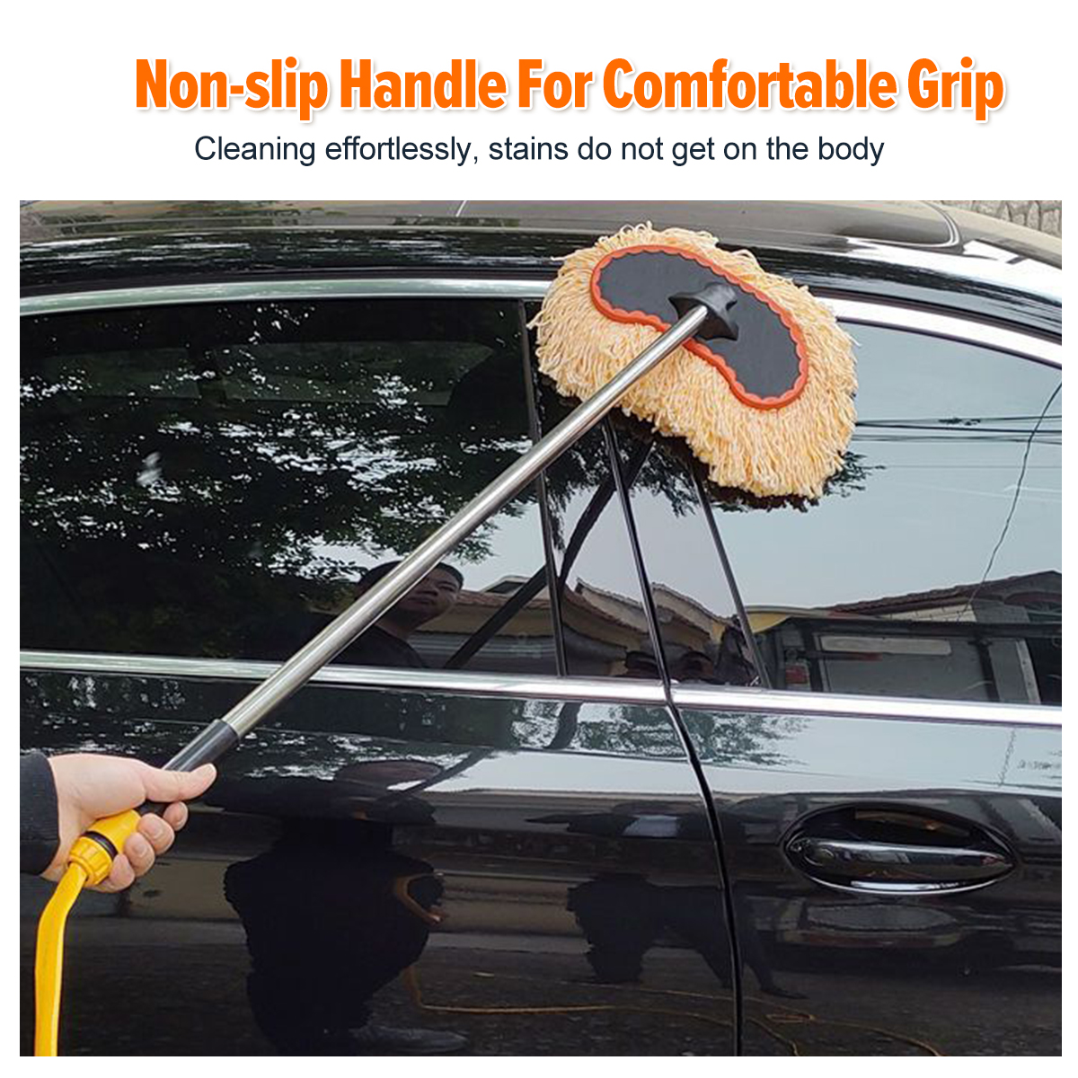 Car Wash Brush with Water Pipe Chenille Car Wash Brush Soft Washing Mop ...