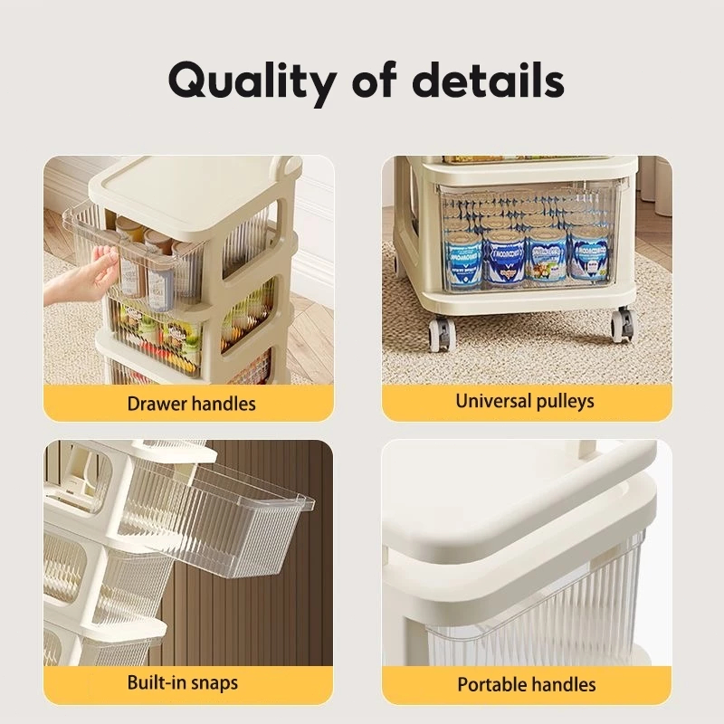 2/3/4 Layers Storage Drawer Cart Storage Rack Plastic Trolley Cart ...