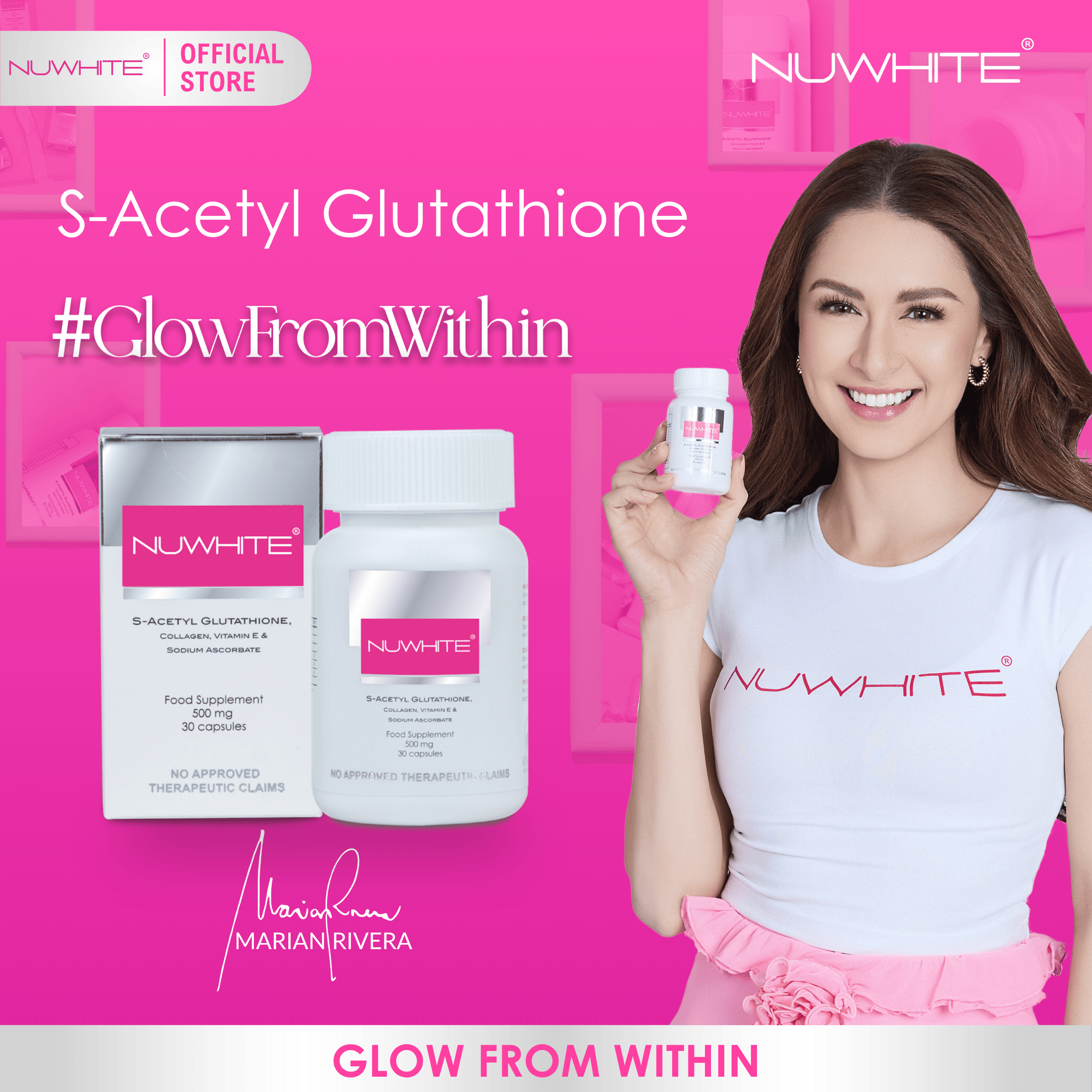 Nuwhite S-Acetyl Glutathione with Collagen Sodium Ascorbate and Vitamin E | Shopee Philippines
