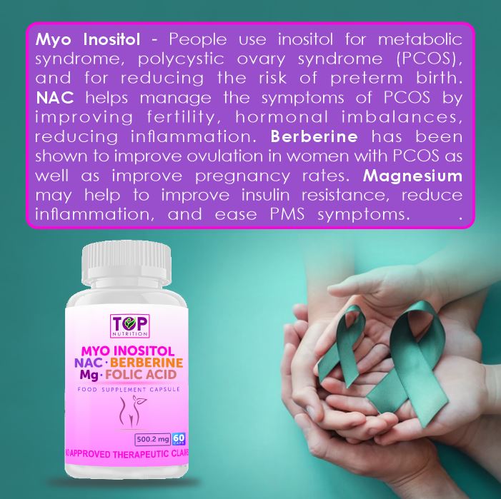 PCOS Care with MYO Inositol Berberine Folic Acid Magnesium NAC | Shopee ...