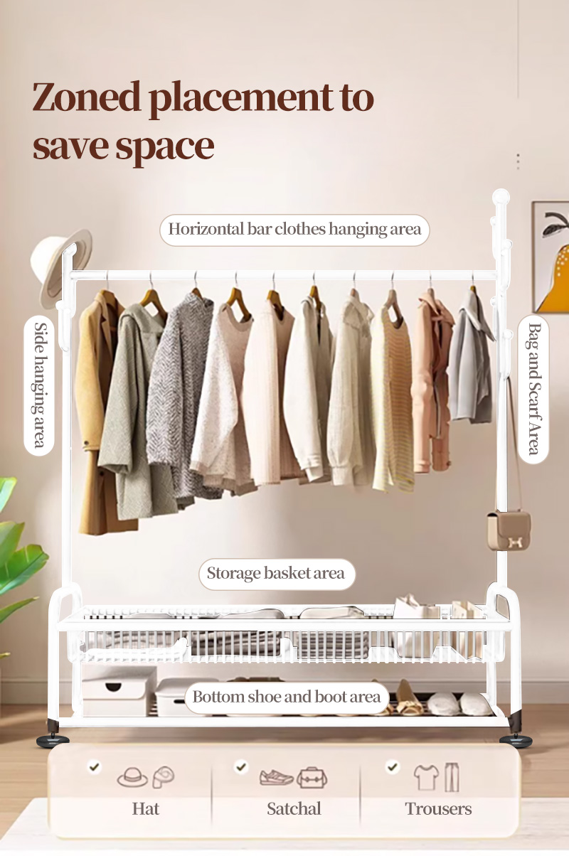 Kabi Metal Clothes Rack Sampayan ng damit Multifunctional Floor ...