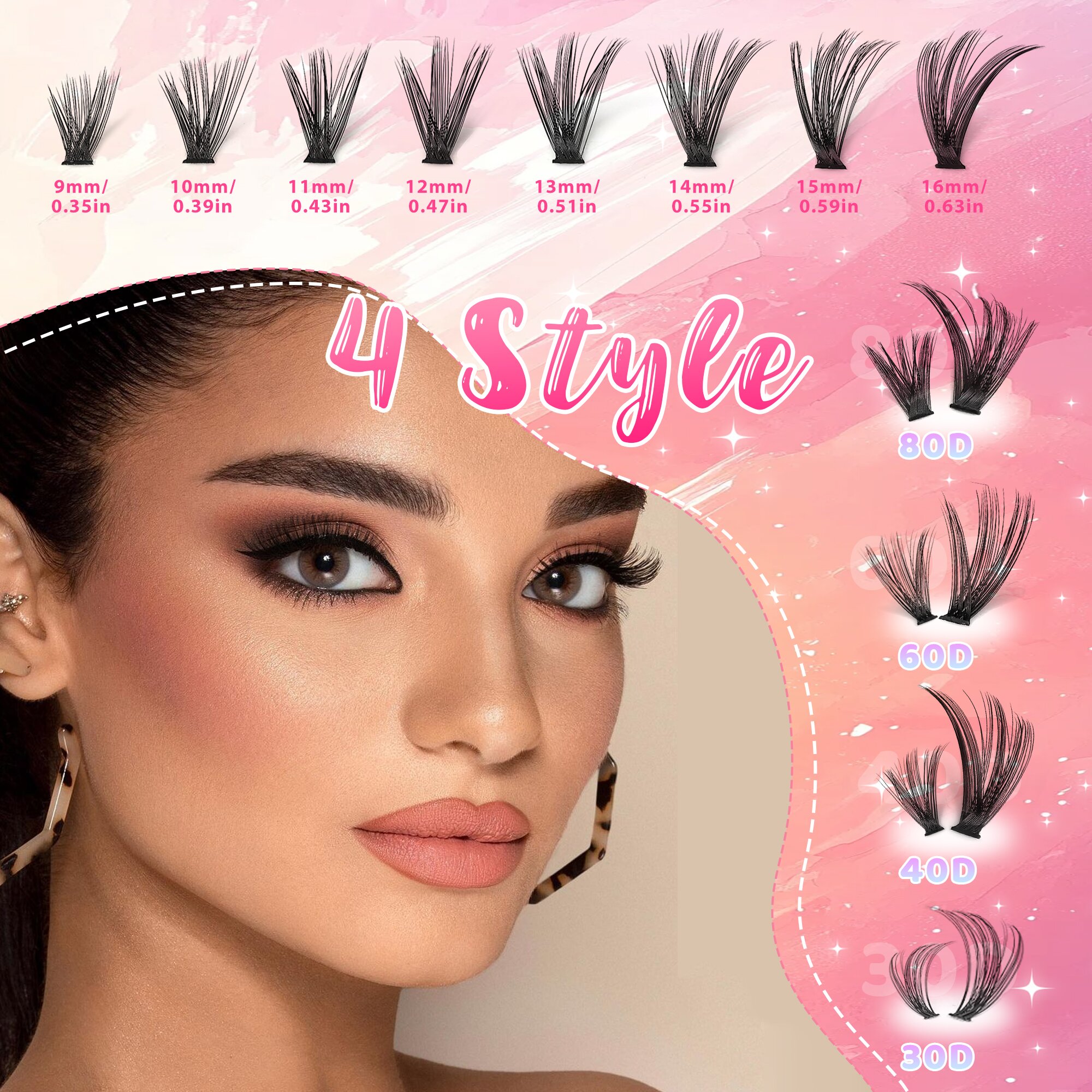 800pcs Lash Clusters Eyelash Extension Kit Bond Tweezers Brush, 30D+40D ...
