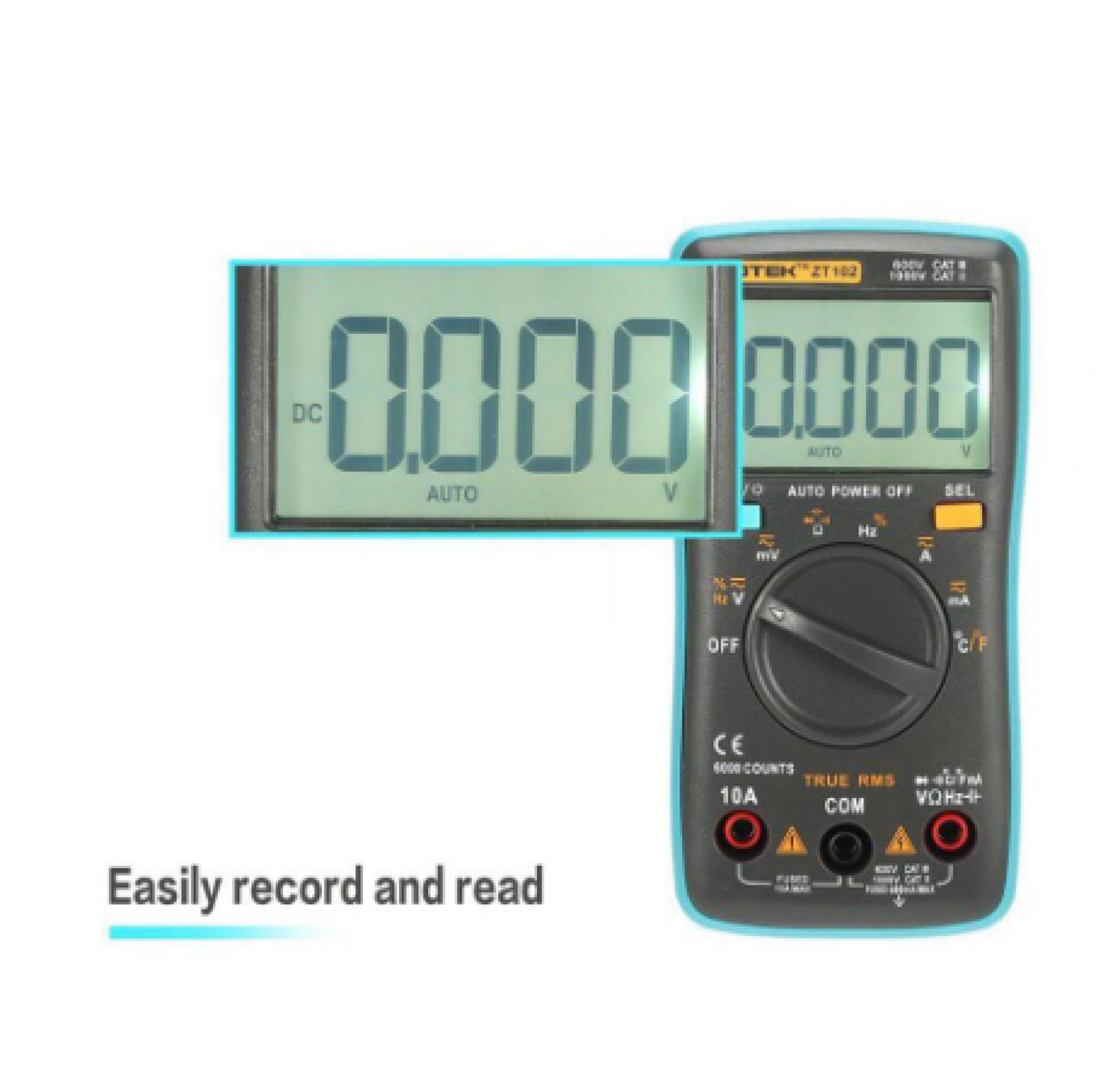 ZT102 Mini 6000 Counts Auto Ranging Digital Multimeter AC/DC Voltage ...