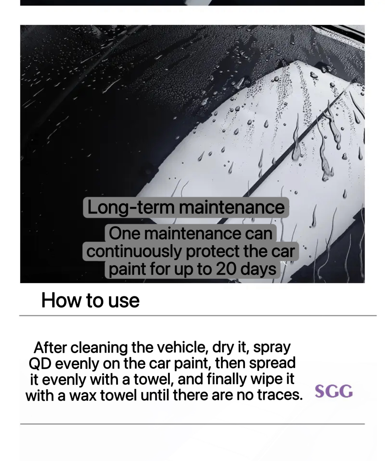 SGG QD Quick Maintenance Spray Fast Coating Car Paint Shine Detailing ...