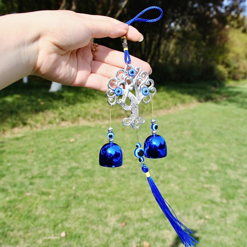 Wind Chime Turkish Evil Eye Meta Hanging Ornament with Tassels for Home ...