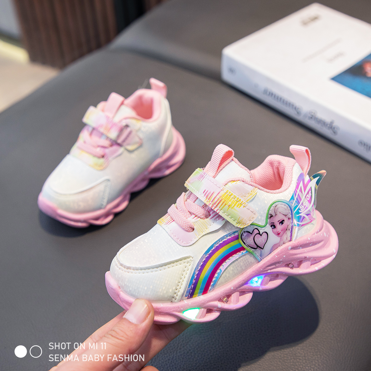 SENMA Shoes For Kids Girls Rubber Shoes Elsa Princess Shoes With Light ...