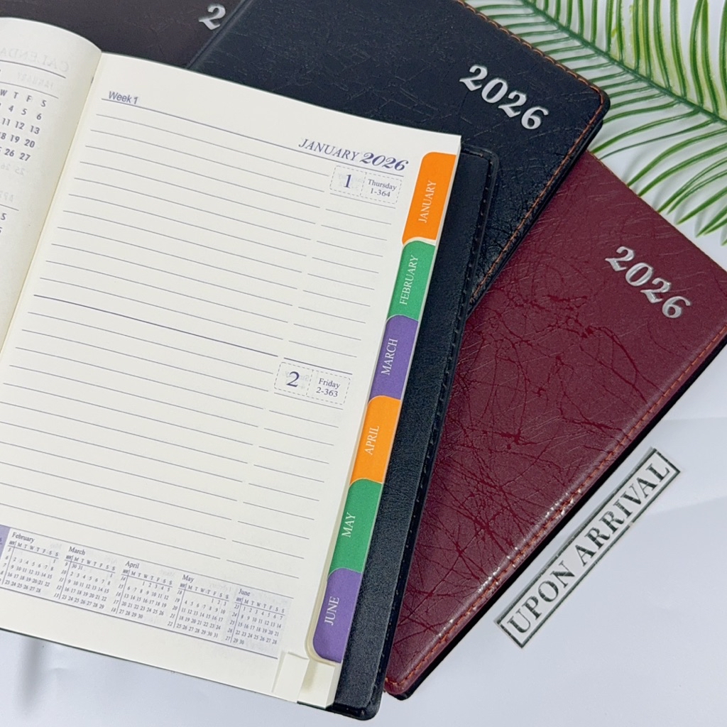 Notebook Planner Year 2026 Leather Cover Journal Planner Calendar Daily ...