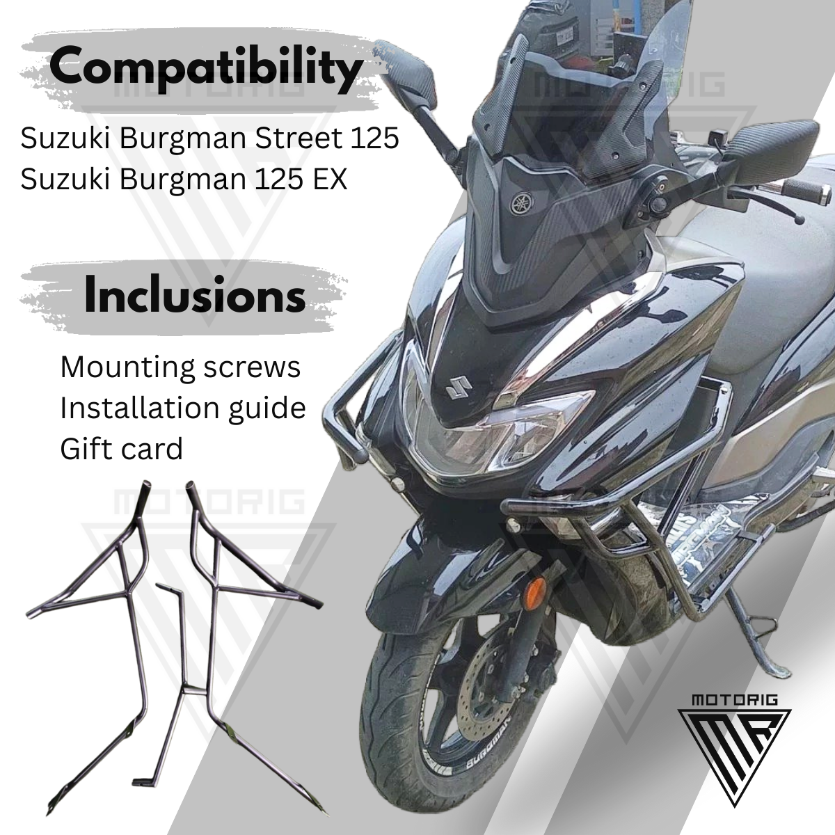SUZUKI BURGMAN STREET 125/EX - MotoRig Crash Guard Heavy Duty | Shopee ...